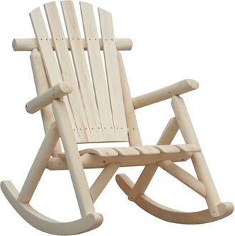 OUTSUNNY Schaukelstuhl aus Holz Schaukelsessel mit hoher R&uuml;ckenlehne wetterfest Gartenstuhl bis 113kg belastbar Relaxstuhl f&uuml;r Wohnzimmer Garten