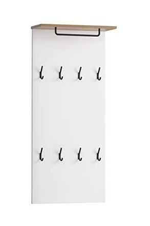 Schildmeyer Jelda Hakenpaneel 154711, matt weiß/Eiche Landhaus Dekor,50 x 19,9 x 110,6 cm