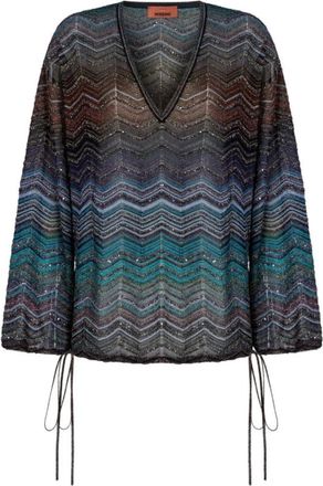 Missoni Femme, Pulls, Bleu, Taille: 38 FR Chemisier &agrave; Motif Chevron