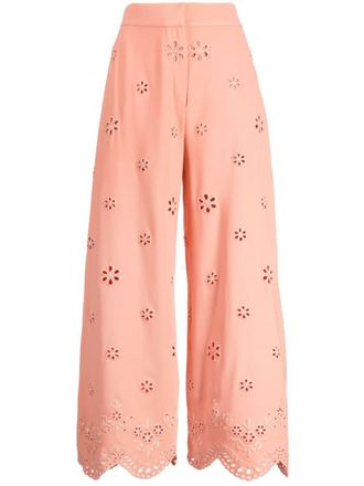 Elie Saab pantalon ample court &agrave; broderies - Orange