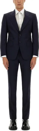 Tom Ford Grand Overcheck Pant Suit - Blue