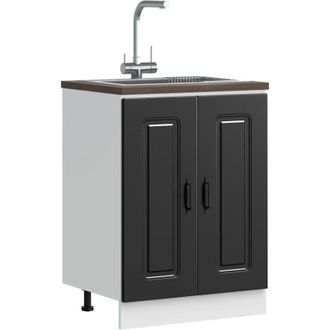 vidaXL Vidaxl - Meuble bas pour &eacute;vier Kalmar noir 60x46x81,5 cm bois ing&eacute;nierie