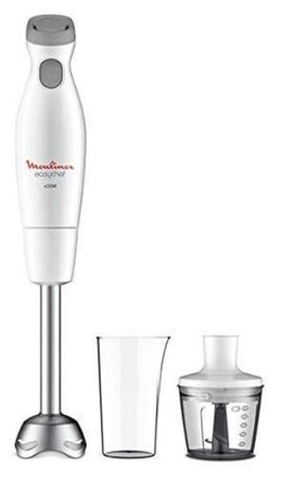 Moulinex DD4521 Easychef Mixeur plongeant 2 en 1 avec verre de 800 ml et accessoire hachoir de 500 ml, 2 r&eacute;glages de vitesse, facile &agrave; nettoyer, puissance 450 