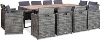 vidaXL Mobilier &agrave; d&icirc;ner ext&eacute;rieur 13pcs coussins Poly rotin Anthracite Vidaxl