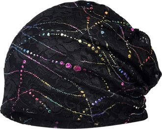 Pretyzoom Chemo Hut Krebspatienten Schlafen Nachtm&uuml;tze Hut Baumwolle Haar Turban M&uuml;tze Nacht Kopfbedeckung Haarausfall f&uuml;r Frauen (Schwarz)