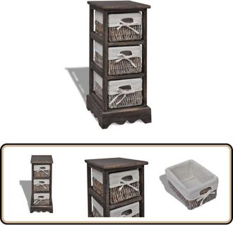 vidaXL Korbregal Holz mit 3 Körben Braun - Vidaxl