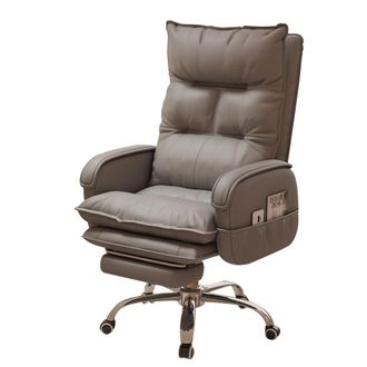 Generic Professioneller ergonomischer Gaming-Stuhl mit hoher Rückenlehne und Fußstütze für Erwachsene, Grauer Metallsessel für Büro, Schlafzimmer, Wohnzimmer