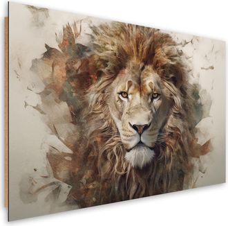 Feeby Deco Panel Natur Löwe Abstrakt 120x80 cm 1 tlg Schlafzimmer Modern Deco Panel MDF Kunstdruck Wand Bild Wanddeko Design Wohnzimmer Büro Flur Hotel Spa 