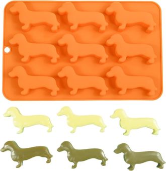 Generic Dackel-Backform, Dackel-Silikon-Eisform | Süßigkeiten-Backform, Dackel-Schokolade, Dackel-Hundeform, Silikon-Eisform, Wachsschmelzform, 9 Mulden, Scho