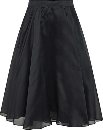 Max Mara Femme, Jupes, Noir, Taille: 44 FR Ecalle Silk Skirt