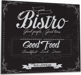 Wallario Herdabdeckplatte/Spritzschutz aus Glas, 1-teilig, 60x52cm mit 8mm hohen Füßen, für Ceran- und Induktionsherde, Bistro-Design in schwarz-weiß