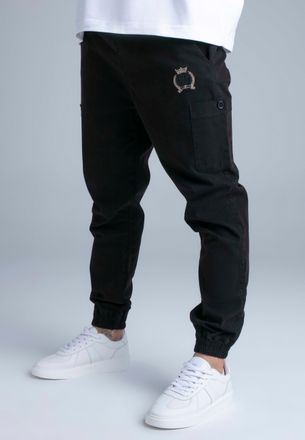 Siksilk Herren Schwarze Slim-Fit-Cargohosen XXL