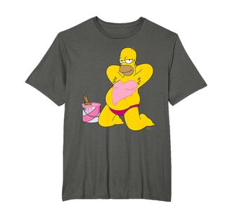 The Simpsons Homer Simpson Big Pink Heart Valentines Day T-Shirt