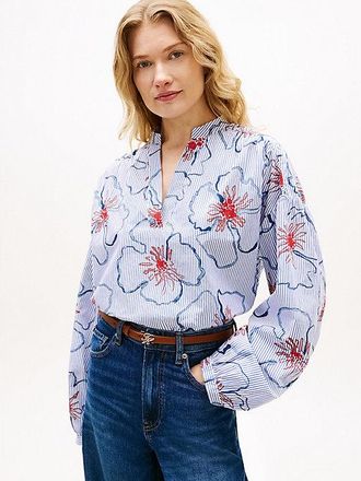 Tommy Hilfiger Blouse d&eacute;contract&eacute;e en popeline &agrave; col en V