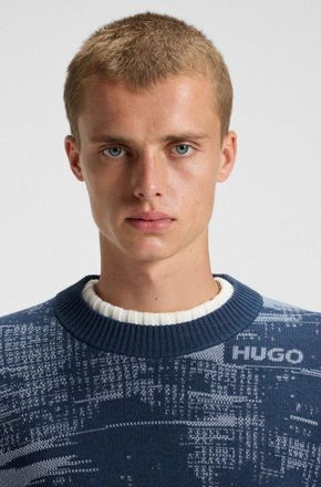 HUGO BOSS Jacquardpullover Sorbas Rundhalsausschnitt, relaxed fit, Baumwollmix