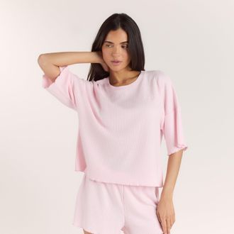 Lounge Haut de Pyjama Soft Waffle - Rose - XXL
