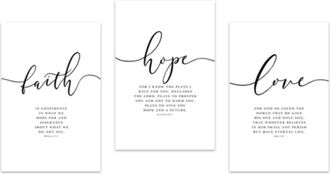 Faith Hope Love Wandkunst Poster und Drucke Wandbild im nordischen Stil f&uuml;r Wohnzimmer Christian Decor - (50x70cm) x3pcs Frameless