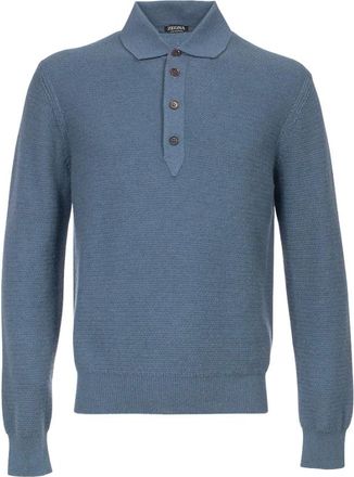 Ermenegildo Zegna Polo en Cachemire Oasi - Homme - Pulls - Bleu - Taille: XL