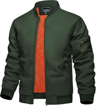 KEFITEVD Hommes Cargo Bombardiers Vestes Thermique Moto Armée Verte Vestes Militaire Coupe-Vent avec Poches à Fermeture à Glissière - Armée Vert - 3XL/étiquett