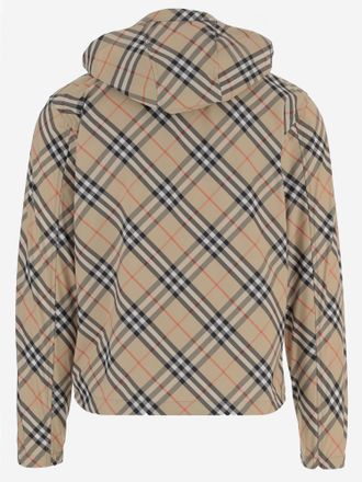 Burberry Mens Nylon Jacket With Check Pattern Polyester