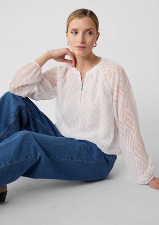 Comma Langarmbluse Bluse Gemusterte Chiffonbluse mit Futter