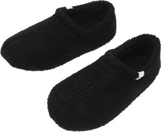 IFUNDOM Pantoufles pour Femme en Mousse &agrave; M&eacute;moire de Forme Int&eacute;rieur Peluche Chaude Couverture Talon Antid&eacute;rapante Chaussures DInt&eacute;rieur Noires Taille 38-39 C