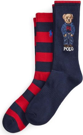 Ralph Lauren 2er Pack wadenhohe Socken mit Polo Bear und Streifenmuster in