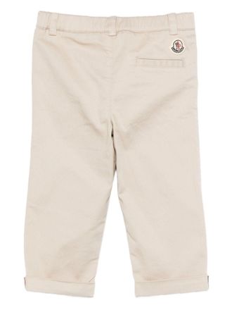 Moncler Boys Cotton Trousers Beige Cotton; Elastane