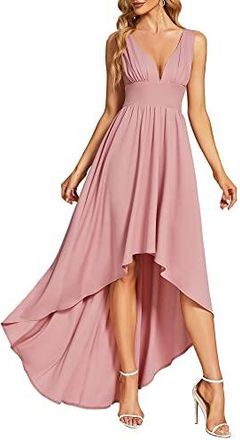 Ever-pretty Robe Femme pour Mariage Fendue Col V Robe Demoiselle dhonneur sans Manche A Line Chic Rose Poussiéreuse 48
