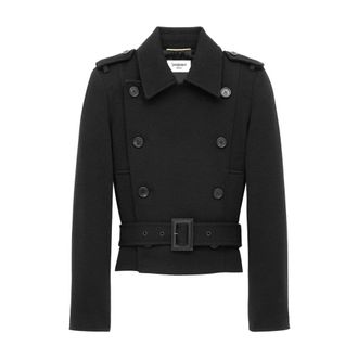 Saint Laurent Jersey Jacke Weste - - Jackets - Damen - Schwarzk - XS