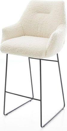 DELIFE Barstuhl Alja-Flex Teddystoff Beige Kufengestell Metall Schwarz Taschenfederkern, Barst&uuml;hle