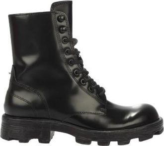 Diesel Hammer Springerstiefel f&uuml;r Damen, Leder, Zum Schn&uuml;ren (Schwarz)