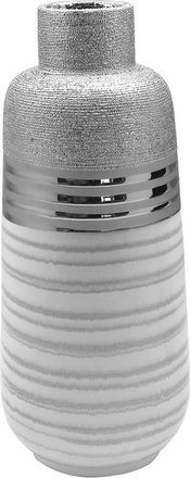 Gilde Flaschenvase Lavena Silber/wei&szlig;/hellgrau H: 31 cm B: 13 cm Tiefe: 13 cm 47221
