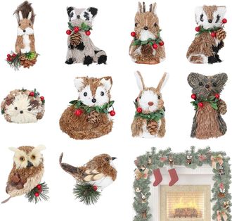 Generic Weihnachtsbaumschmuck - 10er Set 2D Acryl Flache Tier-Ornamente, Weihnachtsakzente F&uuml;r Innen Und Drau&szlig;en, Langlebig, Leichtes Design Mit Lebendigem Fa