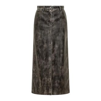 Palm Angels Curved Logo Coated Midi Skirt - - Skirts - Damen - Grau - S