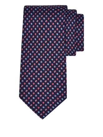 Ferragamo cravate en soie &agrave; imprim&eacute; graphique - Bleu