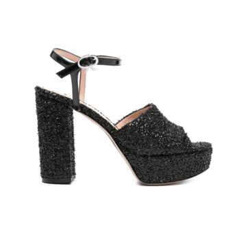 Gianvito Rossi Glitzer High Heels Sandalen- Schwarz- Offene Zehe - - Shoes - Damen - Schwarzk - 37 EU