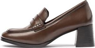 Yokono Escarpins à Talons en Cuir Marron LUNA-001 pour Femme | Chaussures Automne-Hiver | Cuir de Vachette Nappa | 6 cm