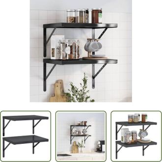 vidaXL Wandregale - Wandregale 2 Stk. 50x40 cm Schwarz Edelstahl