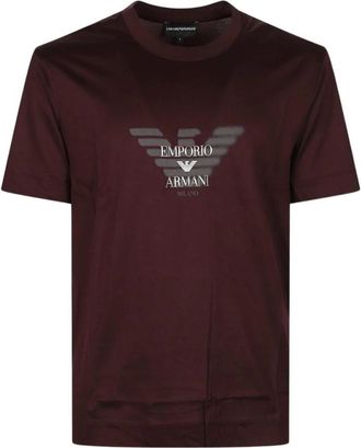 Emporio Armani Graffiti Adler Logo Print T-Shirt - - Tops - Herren - Braun - M