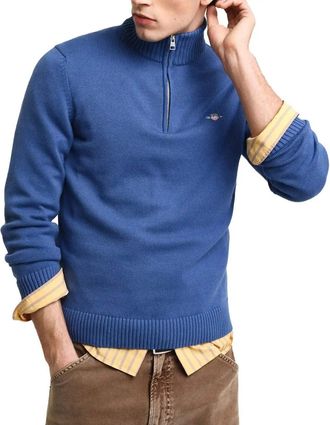 GANT Herren Casual Cotton Half Zip Pullover, Vintage Blue, 3XL