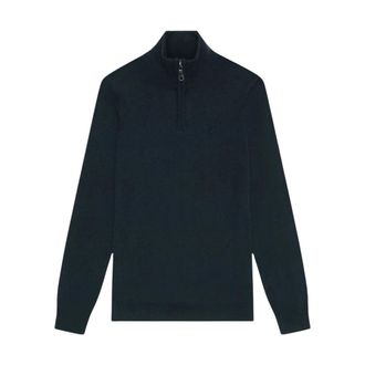Lyle & Scott Merino Wolle 1/4 Zip Pullover - - Sweatshirts & Hoodies - Herren - Blau - S
