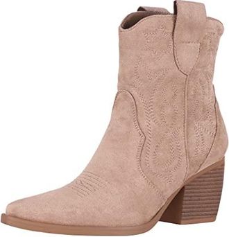 Elara Bottes Femme Bottines de Cowboy Chunkyrayan ALT-DE326S Khaki Suede-37