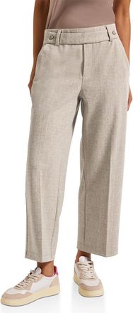 Street One Damen 3716881 Straight Leg Melange Hose, Malted beige, 44W x 26L