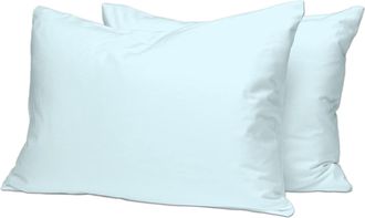 Pizuna Luxuri&ouml;ser Soft-Satin 2er Pack Kissenbezug 50 x 75 cm Baby blau, 400 Fadenzahl Baumwolle Quadratisch Kissenbez&uuml;ge, 100% Langstapel Baumwolle Nur Kisse