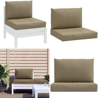 vidaXL Palettenkissen 2-tlg. Melange Taupe Stoff - Gartenkissen - Polsterkissen - Au&szlig;enkissen - Lounge Set - Balkon Deko - Home & Living