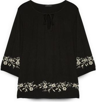 Fiorella Rubino Femme, Blouses et Chemises, Noir, Taille: 38 FR Blouse avec broderies florales