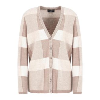 Emporio Armani Karo-Strickjacke mit V-Ausschnitt - - Knitwear - Damen - Beige - M