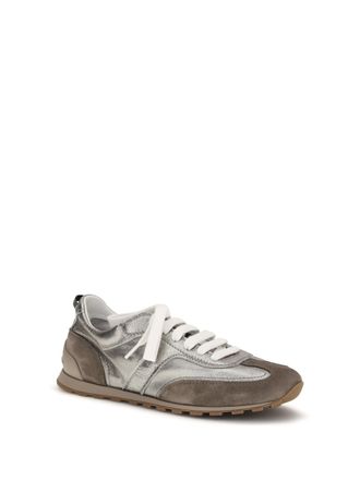 Brunello Cucinelli Womens Suede Sneakers Titanium