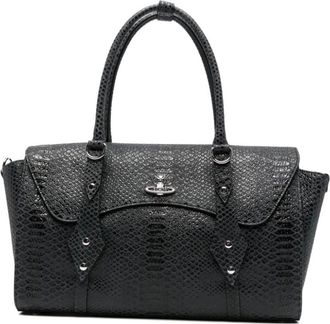 Vivienne Westwood Femme, Sacs, Gris, Taille: ONE Size Sac fourre-tout &agrave; effet peau de serpent avec plaque Orb